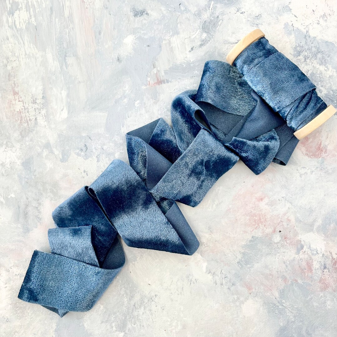 Slate Blue Velvet Ribbon, Blue Velvet Styling Ribbon for Flat Lays ...