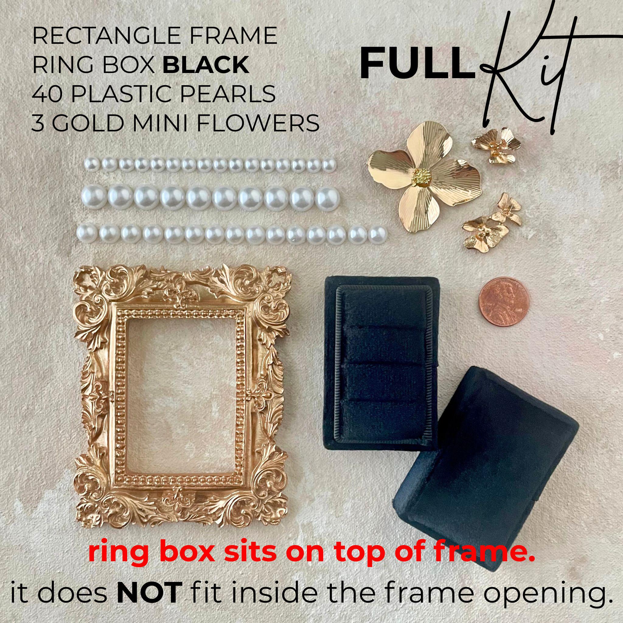 Velvet Ring Box Triple Slot Engagement Ring Holder, Wedding Flat Lay ...
