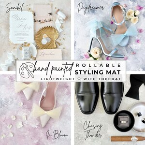 Dusty Blue Rollable Styling Mat for Wedding Details, Flatlay Props for ...