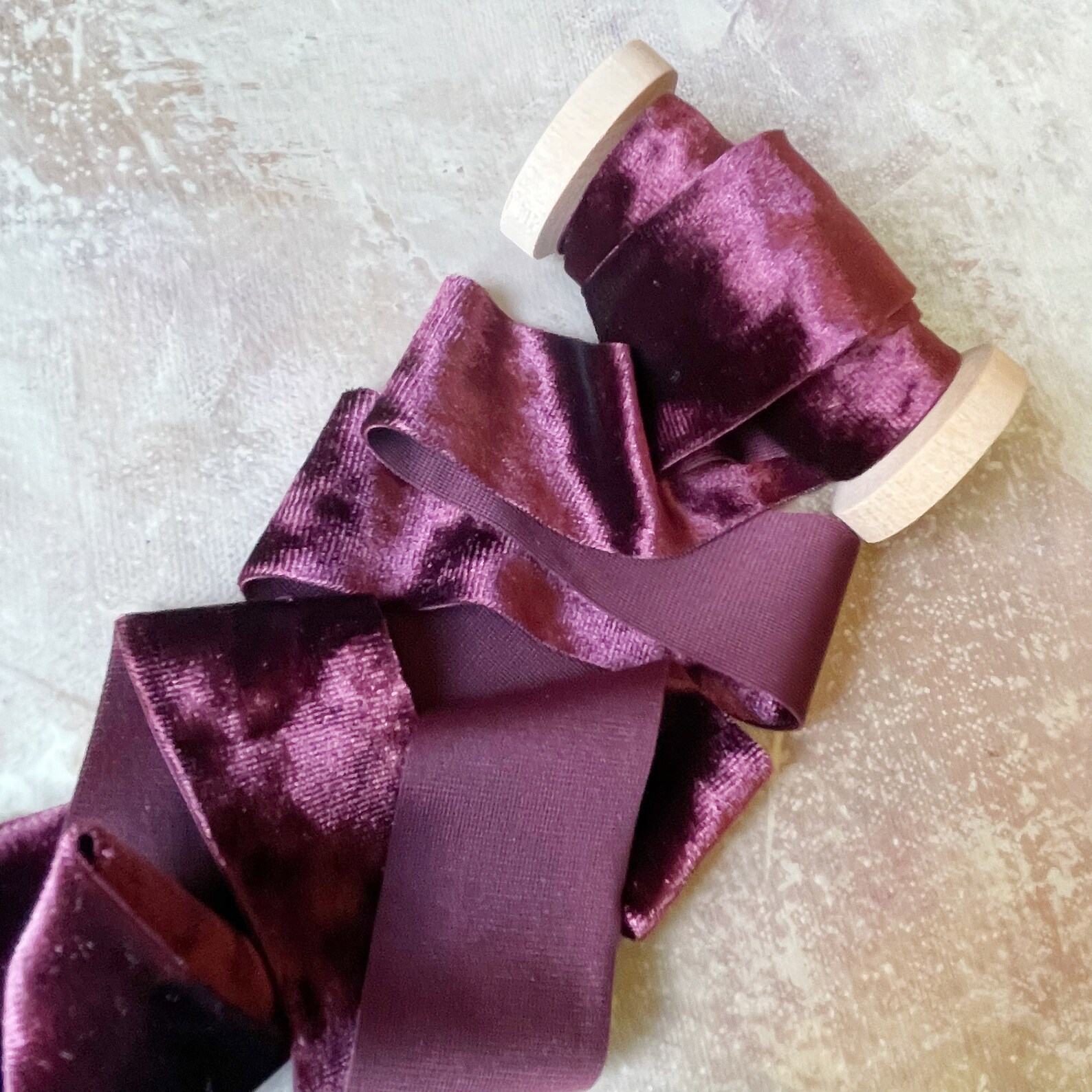 Plum Velvet Ribbon Purple Velvet Ribbon Wedding Flat Lay | Etsy