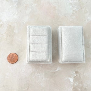 3 Slot Ring Box White, Three Ring Box, Velvet Triple Ring Box for Flat ...