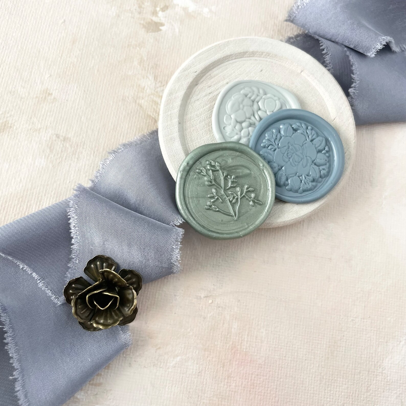 Dusty Blue Ring Box & Ribbon Dusty Blue Wedding Flat Lay - Etsy