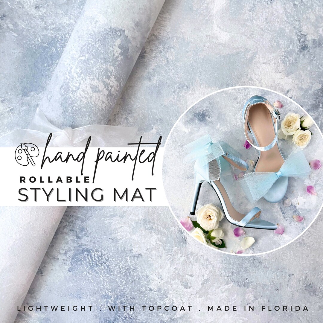 Dusty Blue Rollable Styling Mat for Wedding Details, Flatlay Props for ...