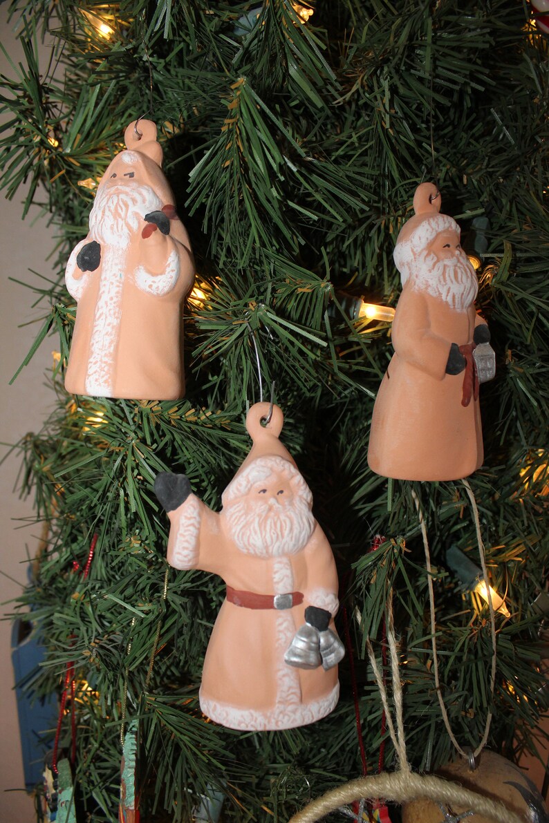 Terra Cotta Santa Christmas Ornament Set of 3, Southwest Style ...