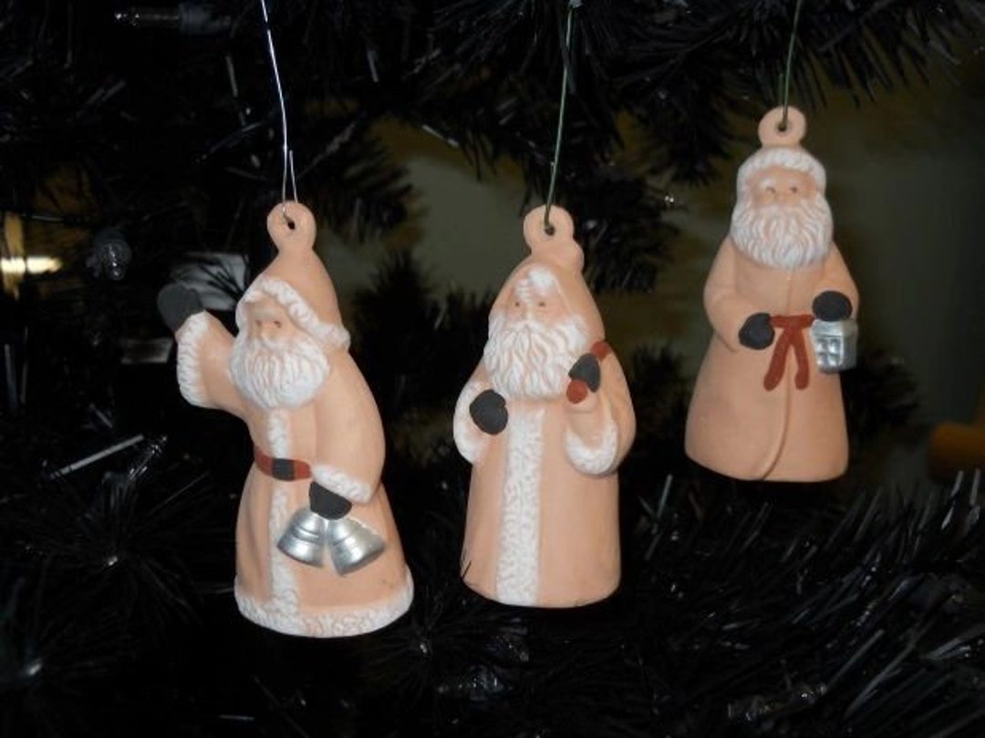 Terra Cotta Santa Christmas Ornament Set of 3, Southwest Style ...