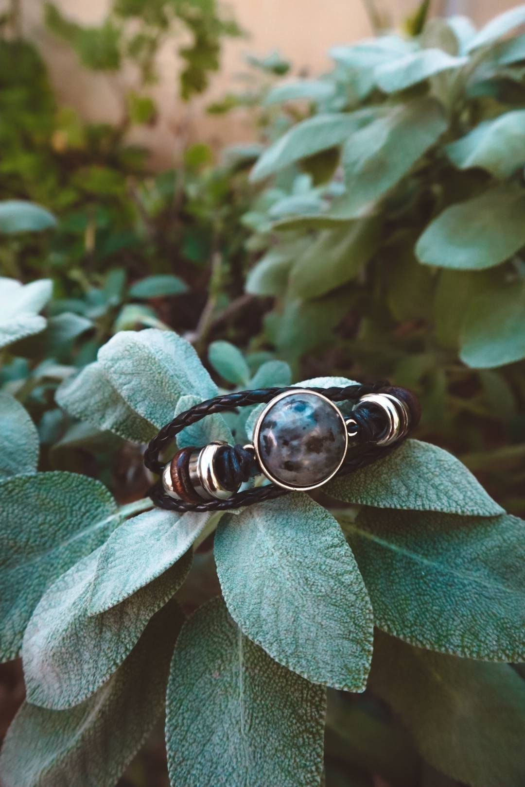 Natural Larvikite Stack Bracelet, Larvikite Jewelry for Men for Women ...