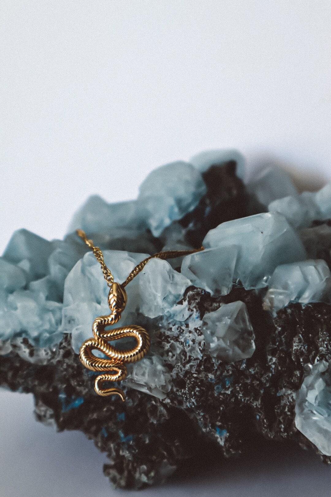 Snake Pendant Necklace Gold Jewelry, Serpent Art Charm Chain Jewellery ...