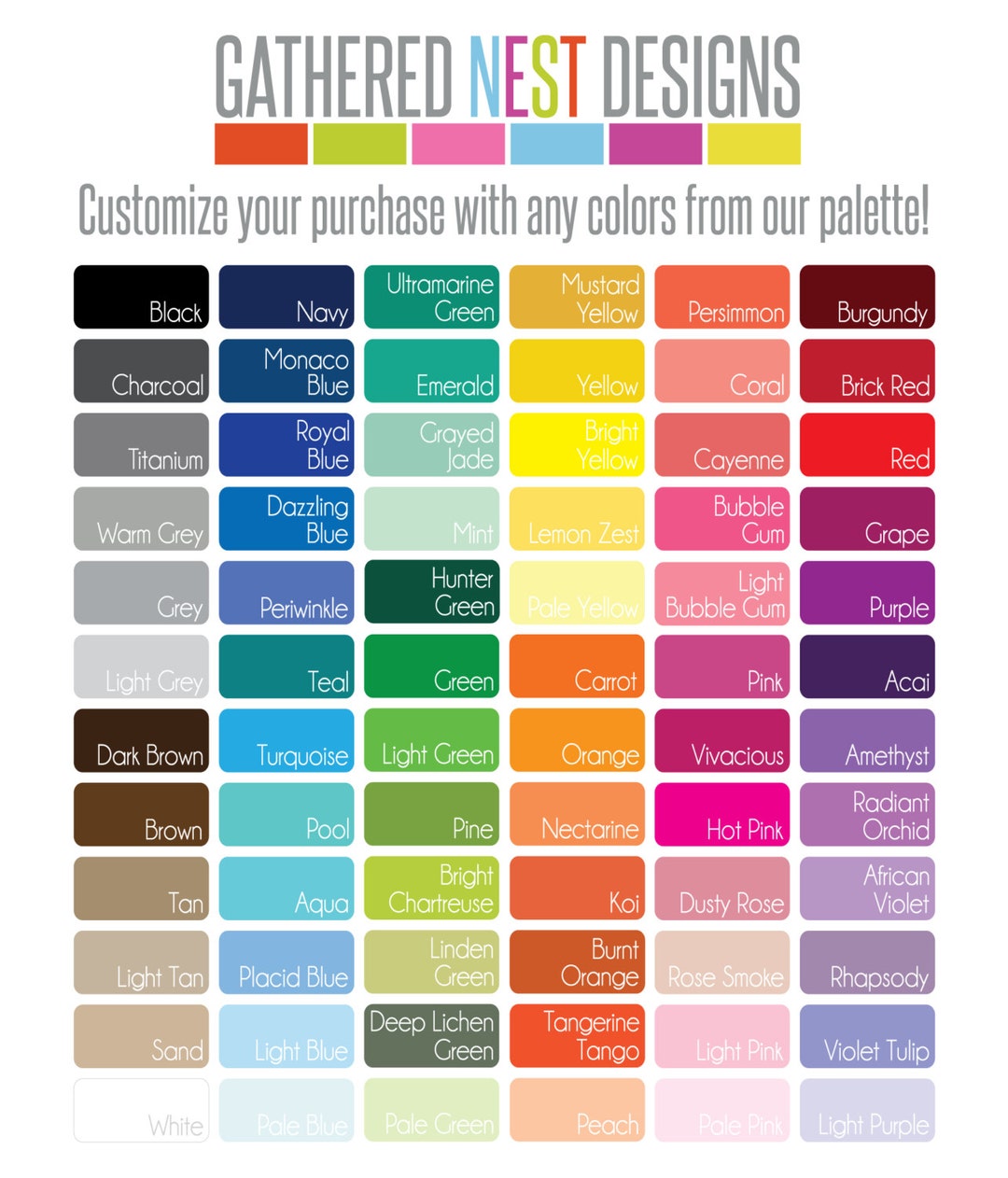 Gathered Nest Designs Color Palette for SHOWER CURTAINS - Etsy