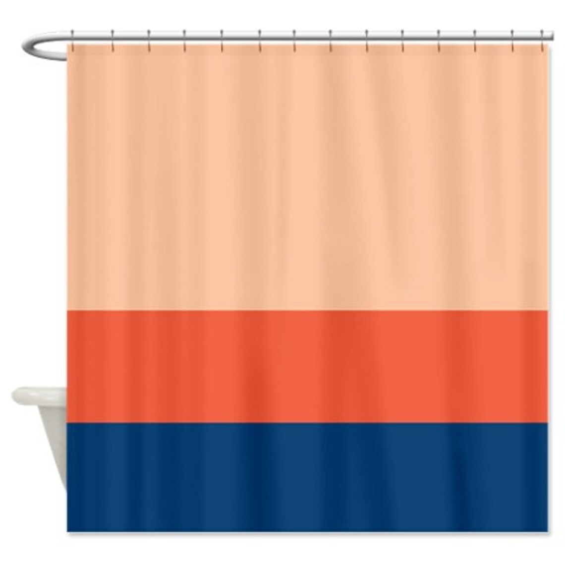 Custom Color Block Shower Curtain Grey Tangerine Tango Hot Etsy