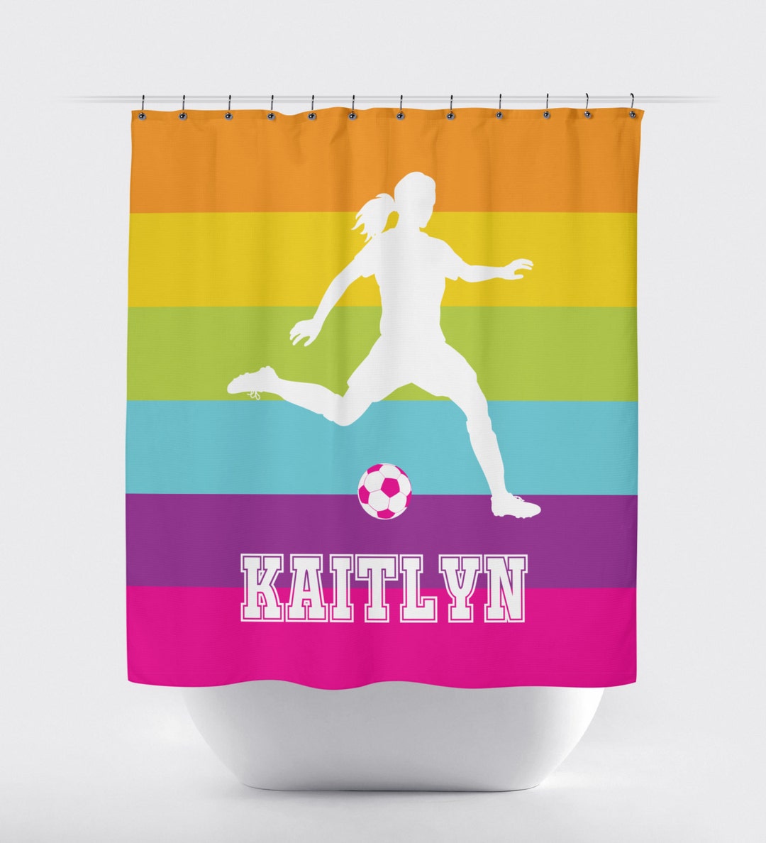 Ombré Soccer Shower Curtain for Girls Soccer Ball Bright - Etsy
