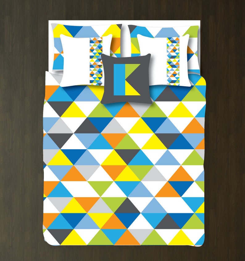 Custom Geometric Triangle Bedding Set-duvet - Etsy