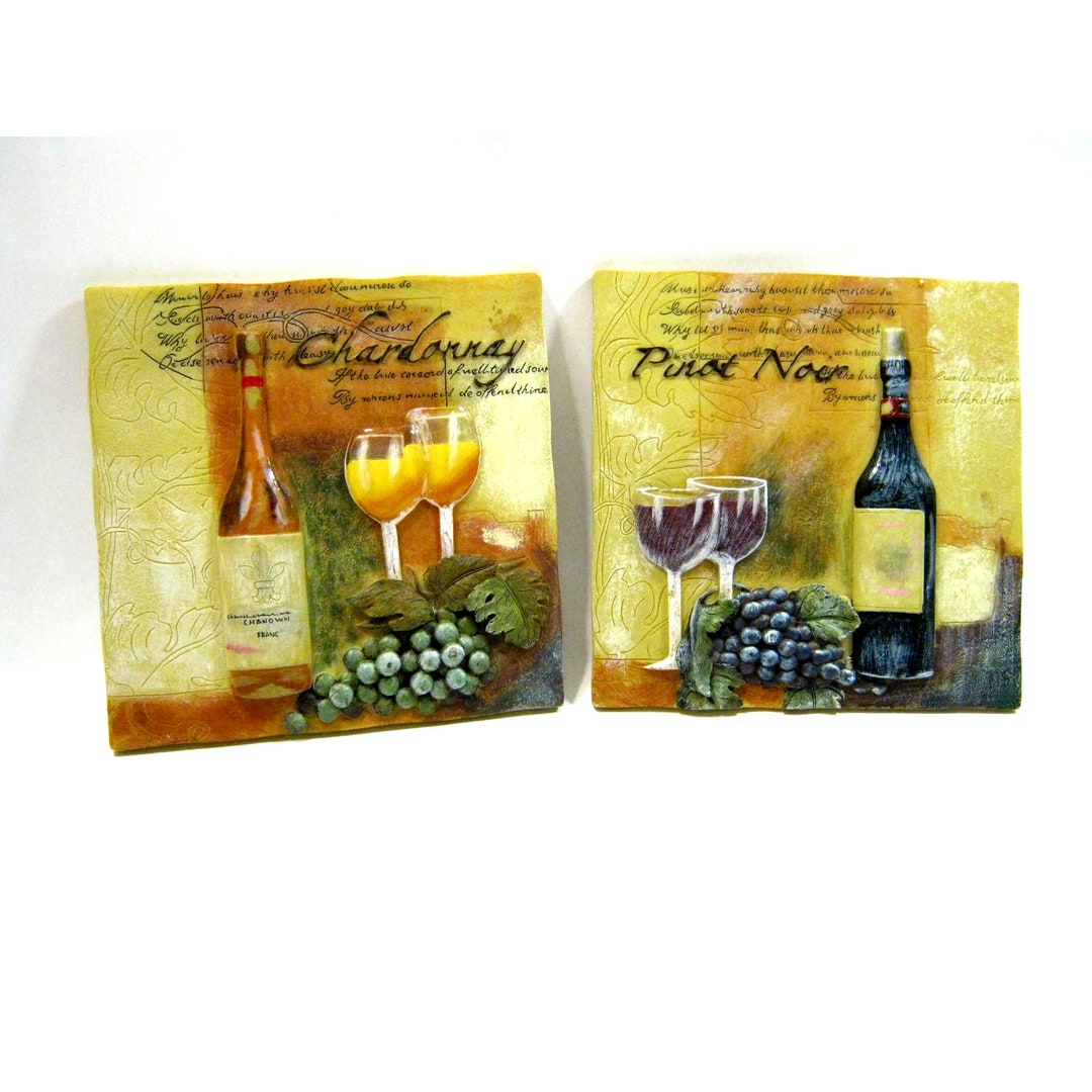 Set of Rustic French Country Style Textured Wine Drinkers Cafe Bistro ...