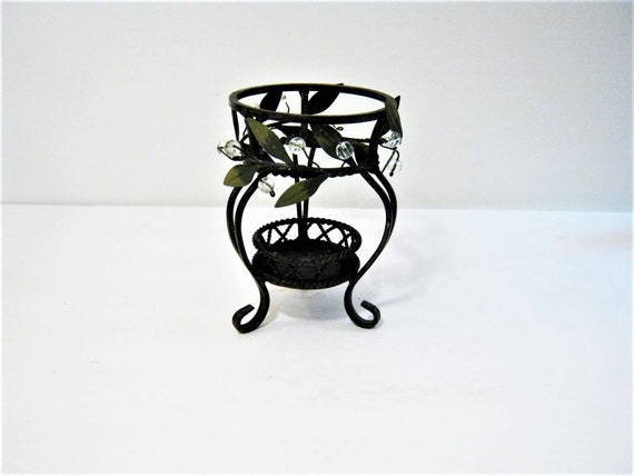 Candleholders Older vintage Beaded Bronze Green Leaves PartyLite Garden ...