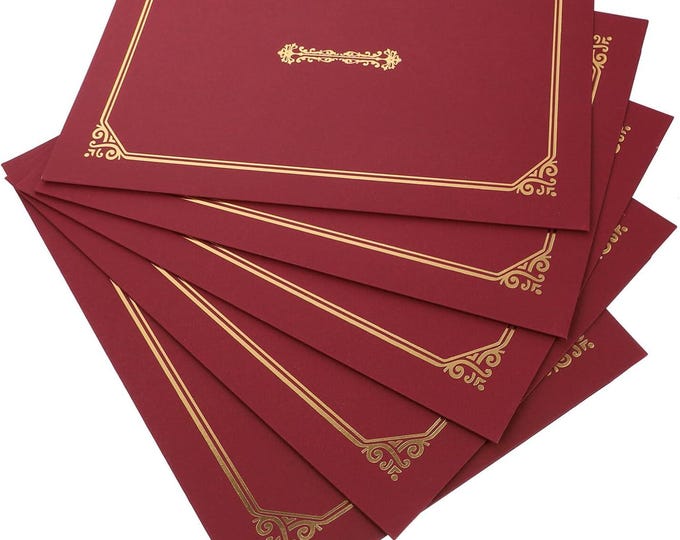 Set of 5 Red Certificate Diploma Holders Document Covers W/ Gold Foil ...
