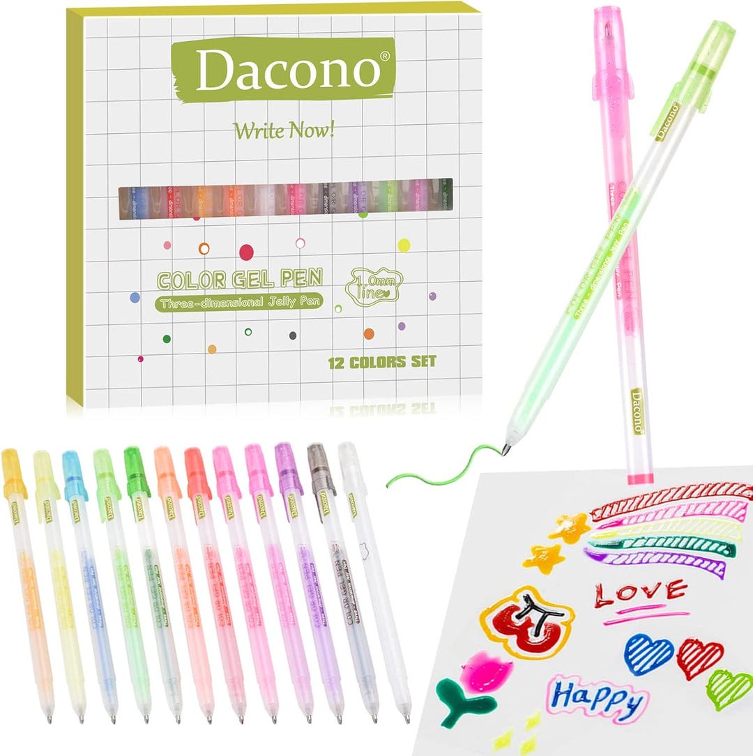 3D Jelly Gel Pens - 12 Color Fluorescent Ink, 1.0mm Tip - Etsy