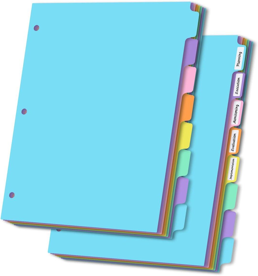 16 Tab Dividers for 3 Ring Binder Plastic Tab Dividers Multicolored for ...