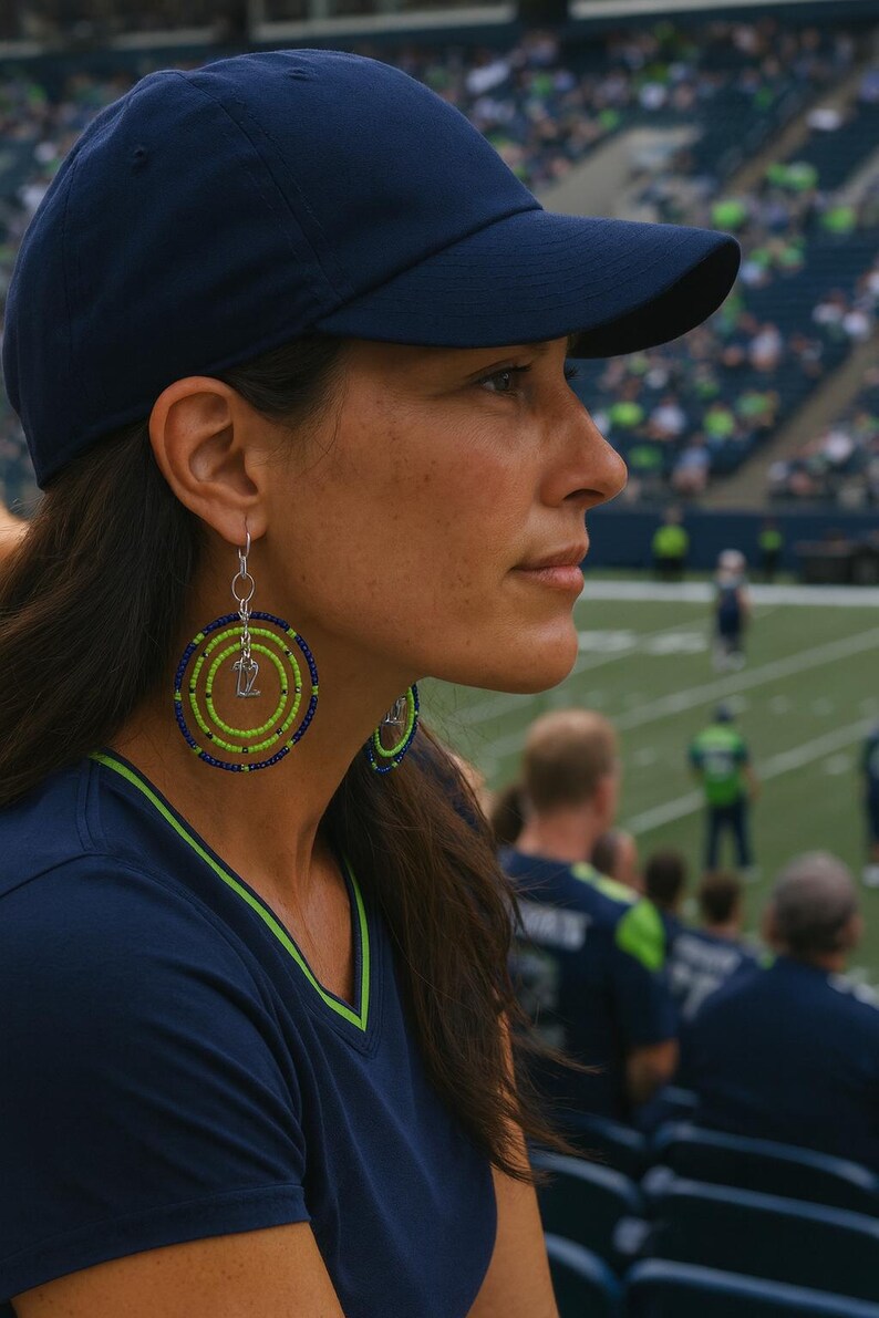 Seattle Seahawks Football Fan 12th Man Woman Action Green Navy Grey ...