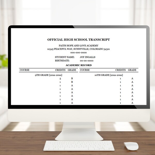 High School Transcript With Gpa Calculator - Etsy