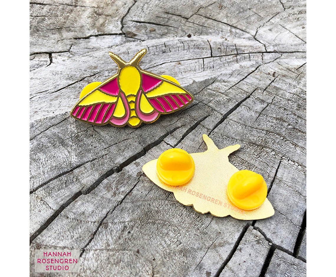 Rosy Maple Moth Enamel Pin | Etsy