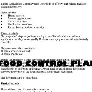 CUSTOM Food Control Plan Done for You, HACCP Food Safety Manual Created ...