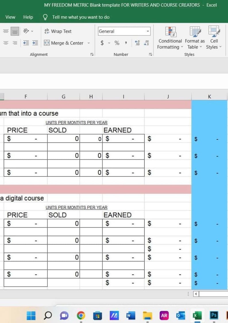 Freedom Metric, Track Your Income, Financial Goal Setting Easy Template ...