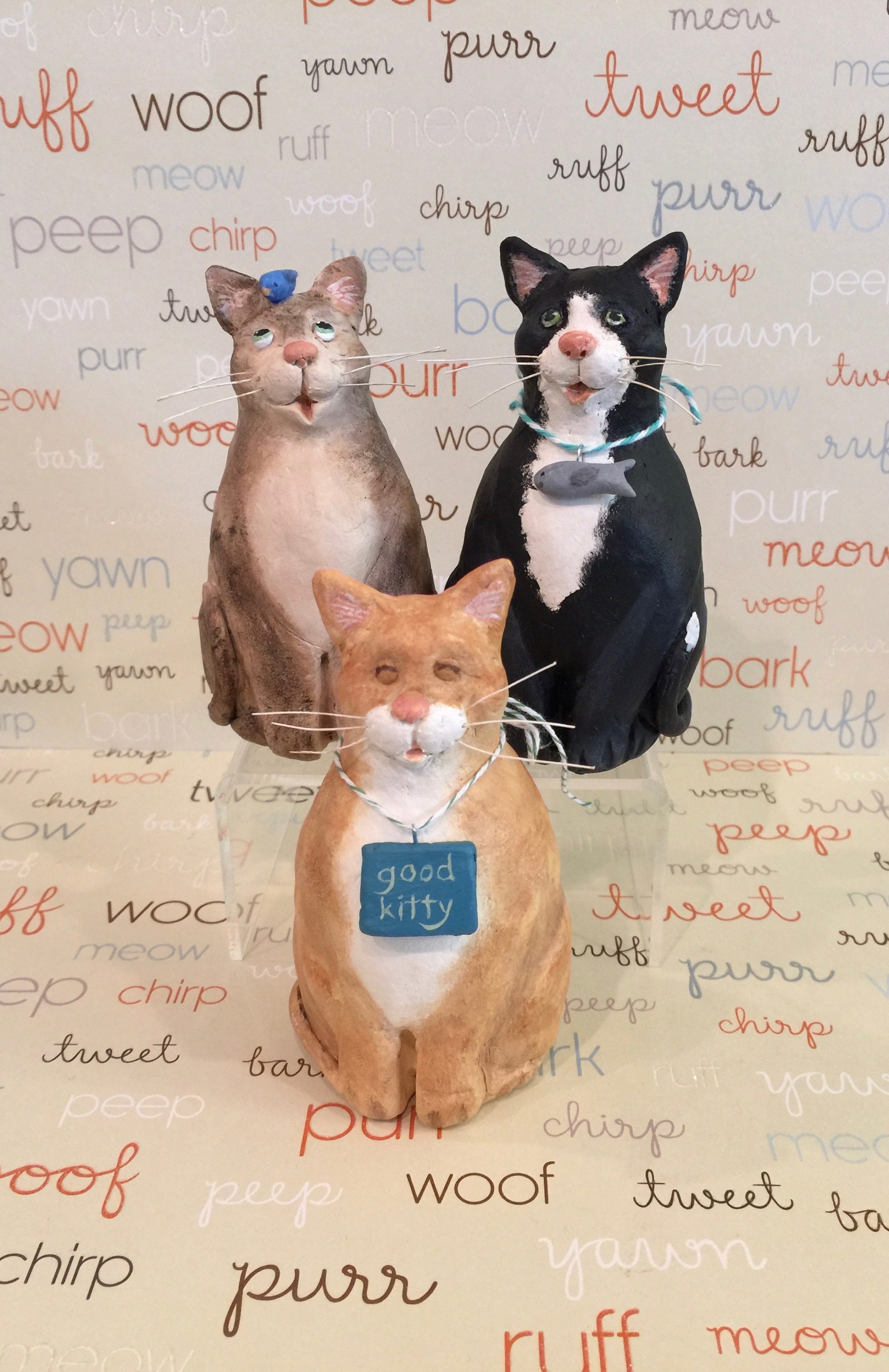 Hand Sculpted Clay Tabby Cat, Clay Cat, Whimsical Cat, Clay Kitty ...