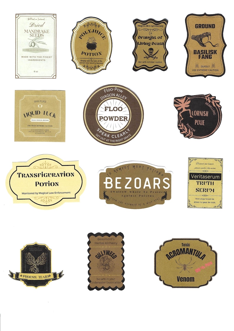 Harry Potter Potion Labels Printable Wizarding Party Favors Magical ...