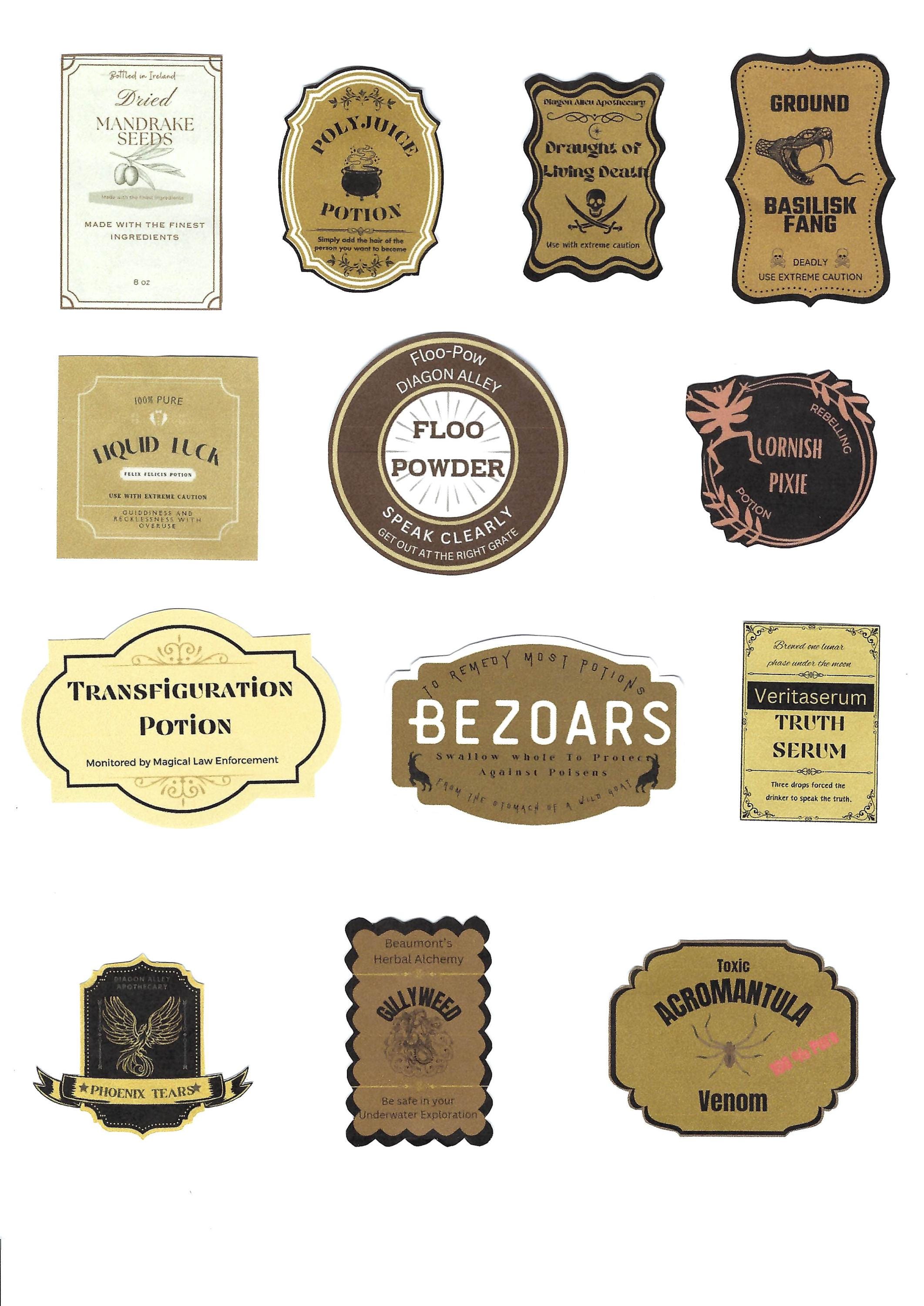 Harry Potter Potion Labels Printable Wizarding Party Favors Magical ...