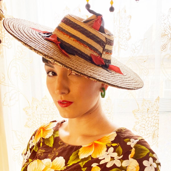 Tiki Straw Hat - Etsy