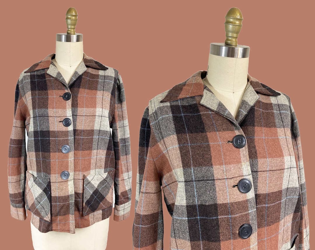 Vintage 1940s 49er Shirt Jacket - Brown Plaid Pendleton Style Size: Small - Etsy