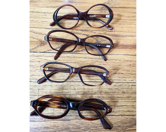 Vintage 1950s 1960s Brown Cateye Round Glasses - Thi… - Gem