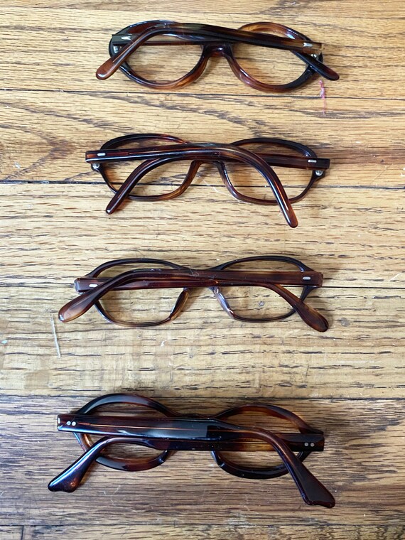 Vintage 1950s 1960s Brown Cateye Round Glasses - Thi… - Gem