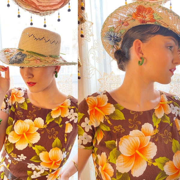 Tiki Straw Hat - Etsy