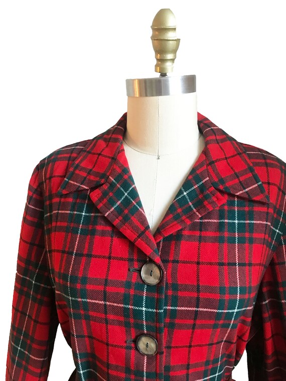 Vintage 1940s 49er Red Green Plaid Pendleton Jacket -… - Gem