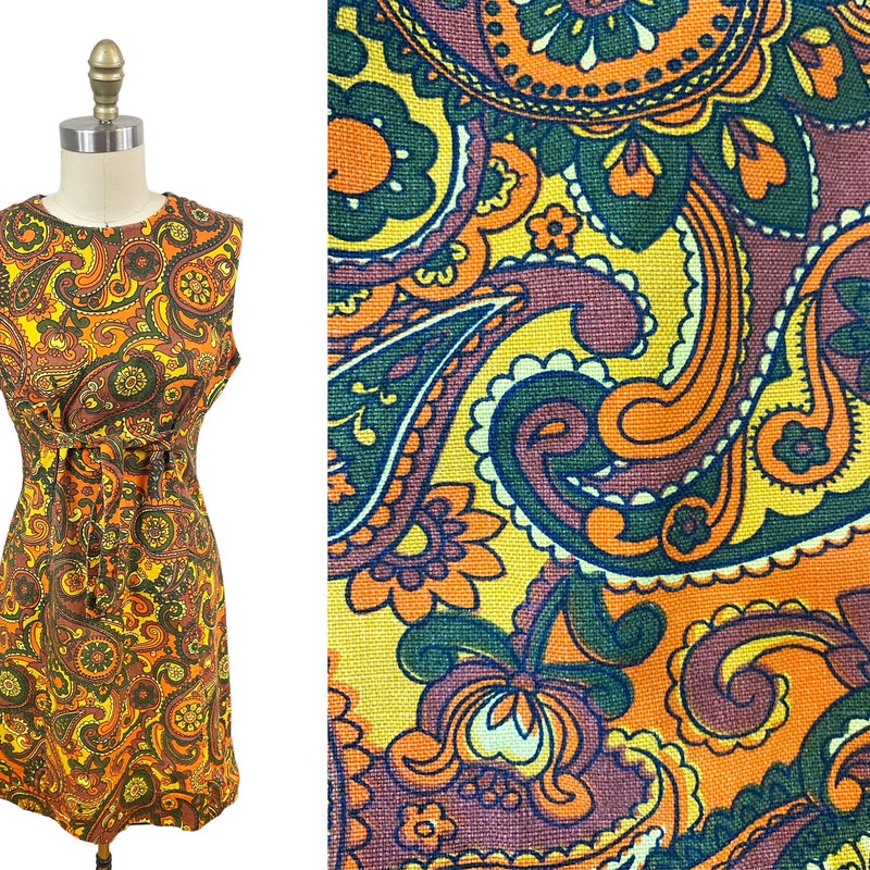 70s Paisley Dress - Etsy