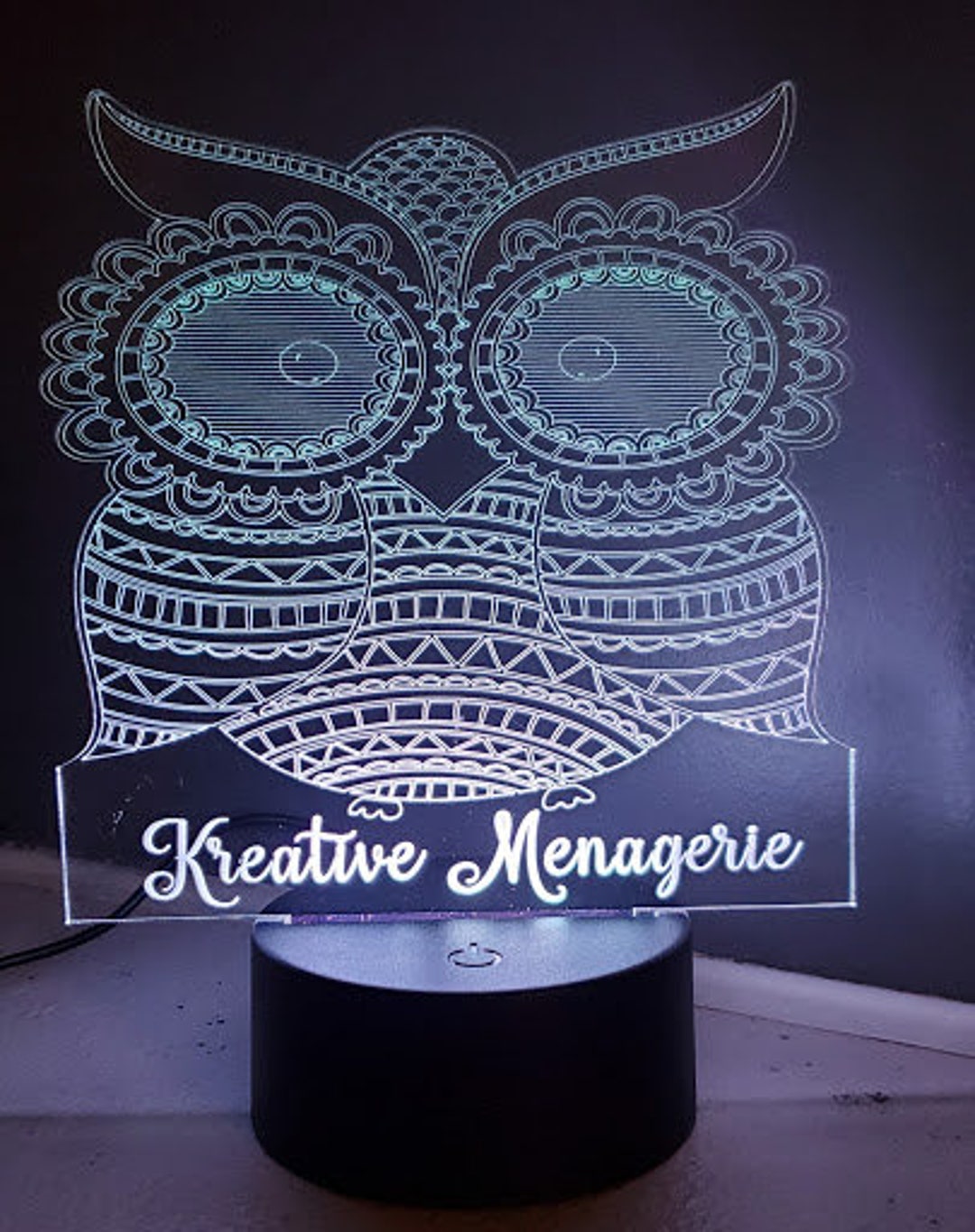 Personalized Owl LED Lamp: Engraved Acrylic, Color Changing, Remote ...