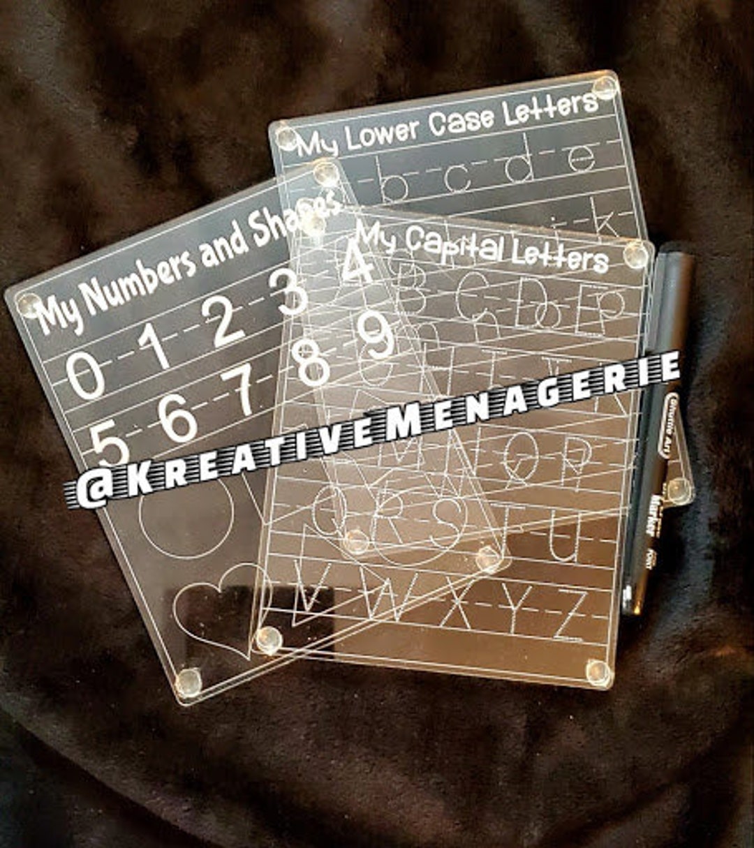 Dry Erase Tracing Boards Set of 3 Alphabet, Numbers, Shapes Clear ...