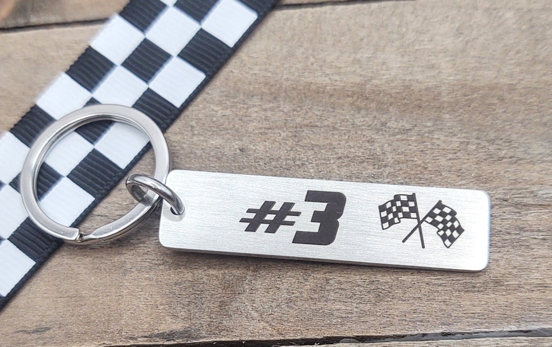 Personalized Race Number Keychain Checkered Flags, Racing F1 Driver ...