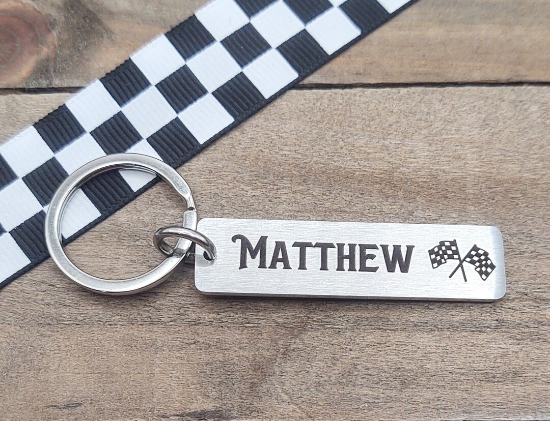 Personalized Name Keychain Race Flags, Racing F1 Driver, Stock Car ...