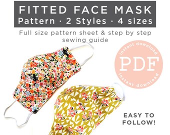 Face Mask PDF Pattern & Tutorial 3 Sizes | Etsy