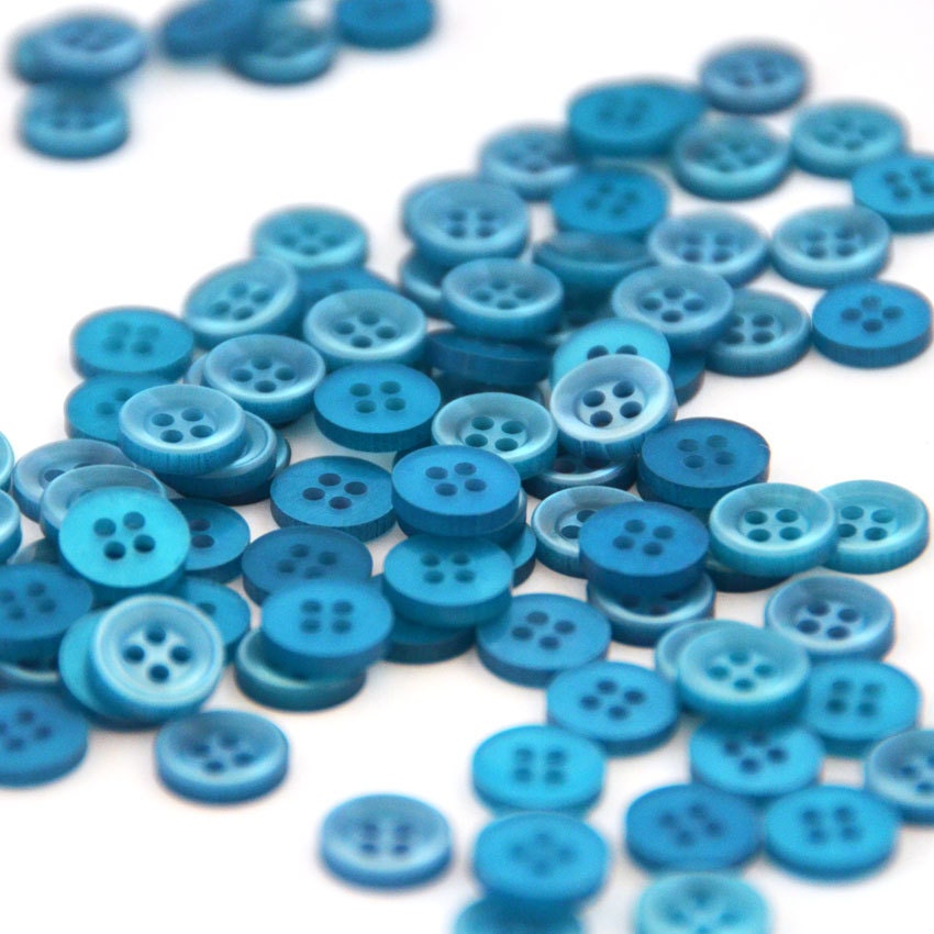 Small Teal Blue Buttons 10mm 0.4 50 Blue Buttons | Etsy