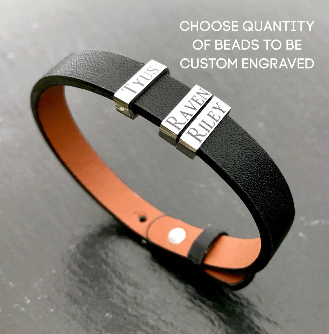 Mens Charm Bracelet Personalized with Names Engraved Bead | Etsy