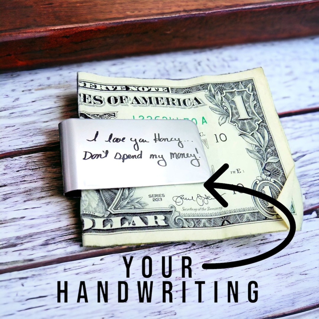 Handwriting Money Clip - Actual Handwriting - Father's Day Gift for Him ...