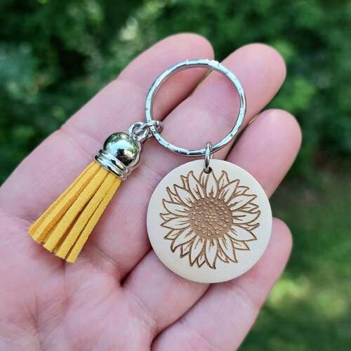 Sunflower Keychain Yellow Sunflower Charm Key Chain - Etsy