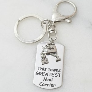 Mail Carrier Keychain Engraved Stainless Steel, Gift for Mailman Him or ...