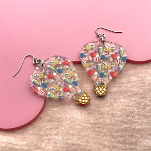 Hot Air Balloon Dangle Earrings Lightweight Acrylic Hypoallergenic - Etsy
