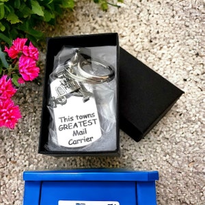 Mail Carrier Keychain Engraved Stainless Steel, Gift for Mailman Him or ...
