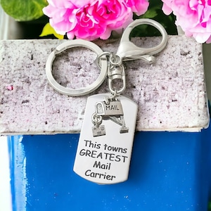 Mail Carrier Keychain Engraved Stainless Steel, Gift for Mailman Him or ...
