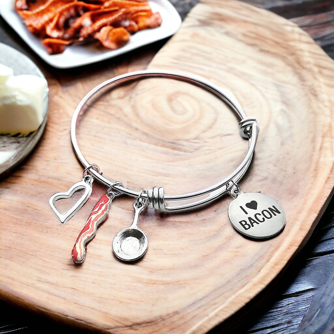 I Love Bacon Charm Bracelet - Gift for Bacon Lover - Foodie Gifts for ...