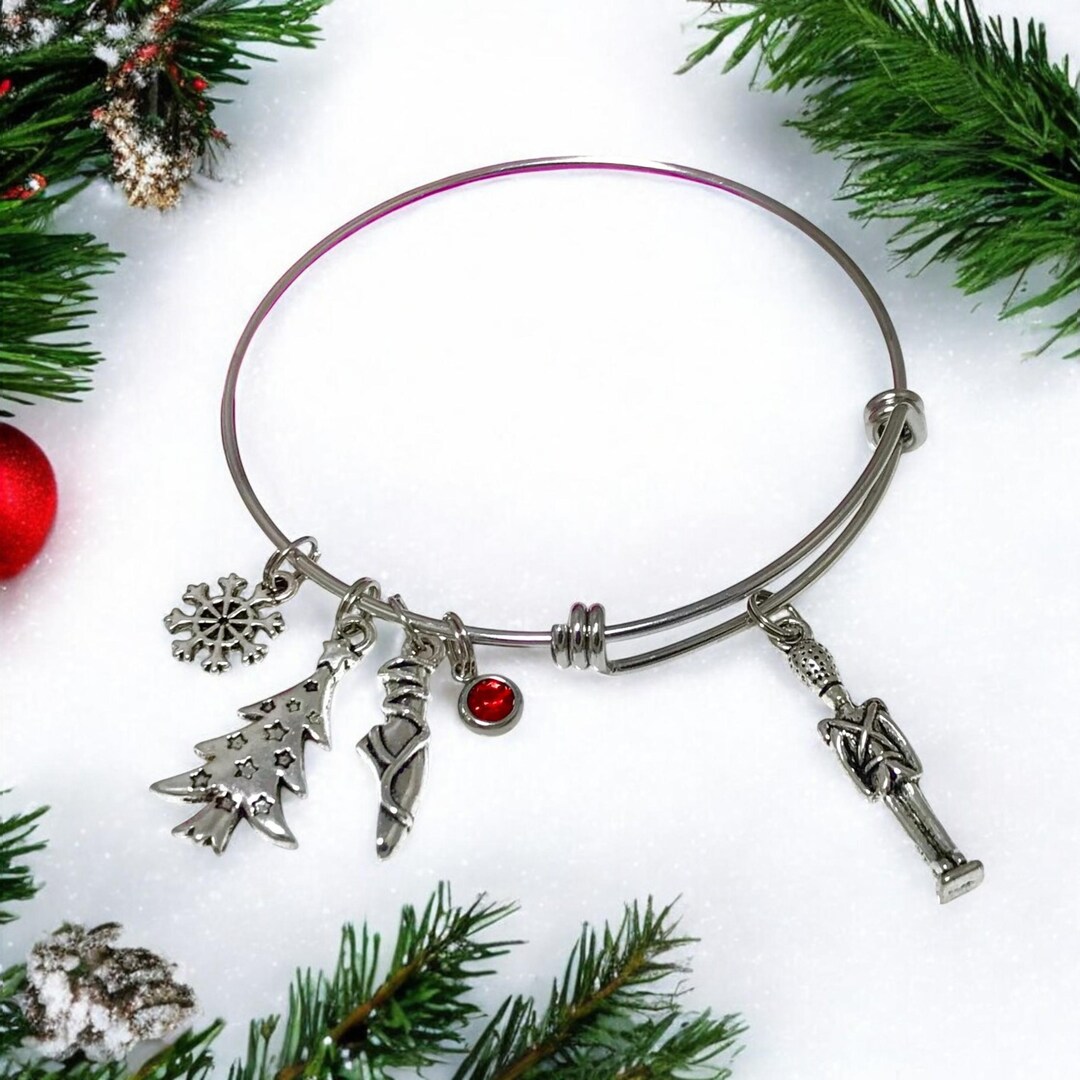 Nutcracker Charm Bracelet - Christmas Jewelry - Ballet - Christmas Tree ...